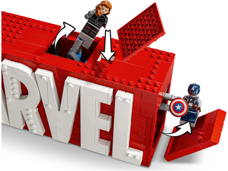LEGO Marvel 76313 – MARVEL logotipas ir minifigūrėlės
